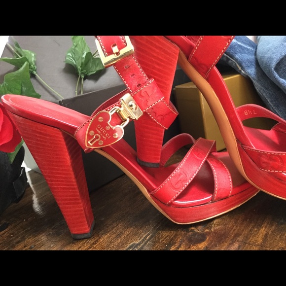 Gucci | Shoes | Gucci Red Leather Sandals Made In Italy | Poshmark